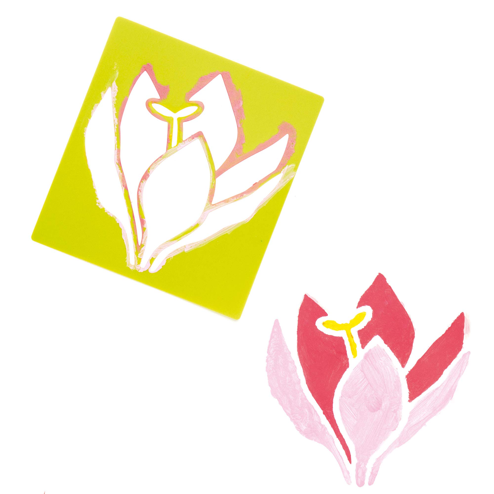 Baker Ross AW284 Flower Stencils - Pack of 6, Floral Prints for Kids to Use in Arts and Crafts Activities, Painting and Printing Projects