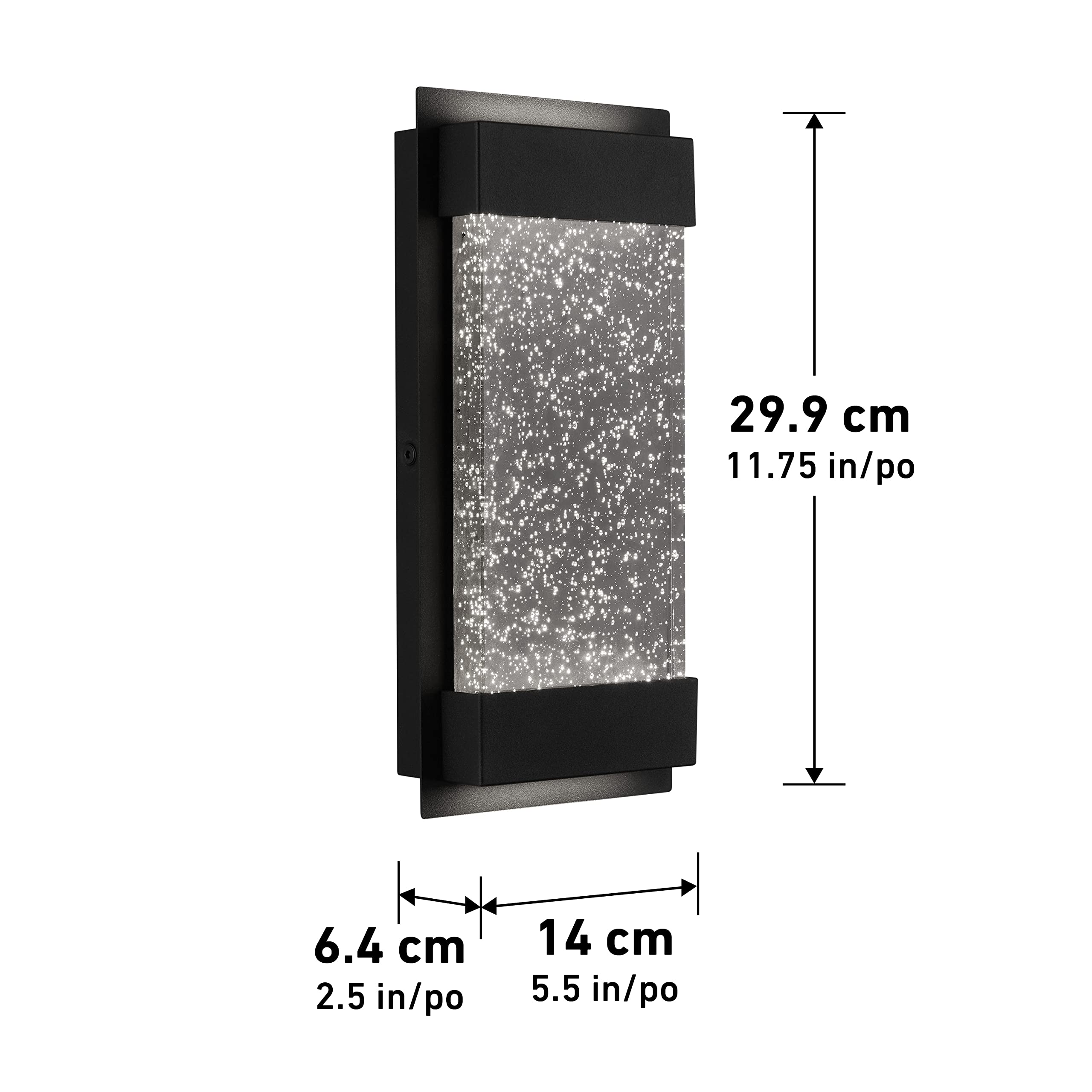 Artika GB390L HDBL Essence Bubble Glow Box LED Porch Sconce Cylinder, 6" Modern Wall Mount Weather Resistant Outdoor Light, Black