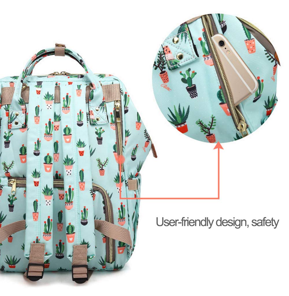 Large Capacity Baby Diaper Bag Backpack Waterproof Travel Nappy Diaper Bags Cute for Girls Boys (Potted Plants)
