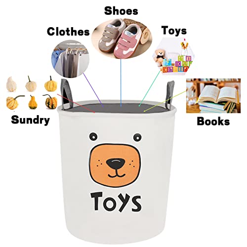 Cpzzkq Waterproof Laundry Baskets 2 pack, Collapsible Laundry Hamper with Carry Handles and Drawstring,Dirty Clother Toys Storage Box Linen and Cotton Fabric Washable Girl Bedroom(lions)