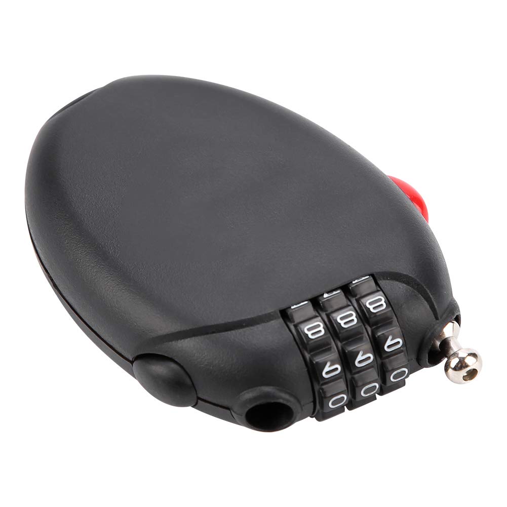 3 Digit Combination Lock with 2 Feet Retractable Steel Cable, Bike Cable Lock for Posts, Bike Racks or Fences, for Bike, Ski, Snowboard and Stroller