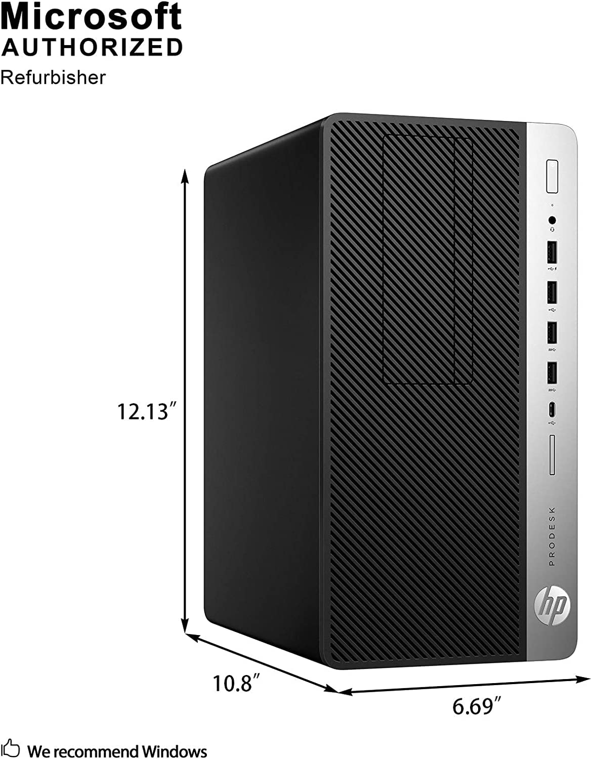 HP EliteDesk 800 G3 Tower Computer PC, Intel Quad Core i5-6500 up to 3.6 GHz, 8G DDR4, 500G, WiFi, Bluetooth, Windows 10 Pro 64 Bit-Supports English/Spanish/French (Renewed)