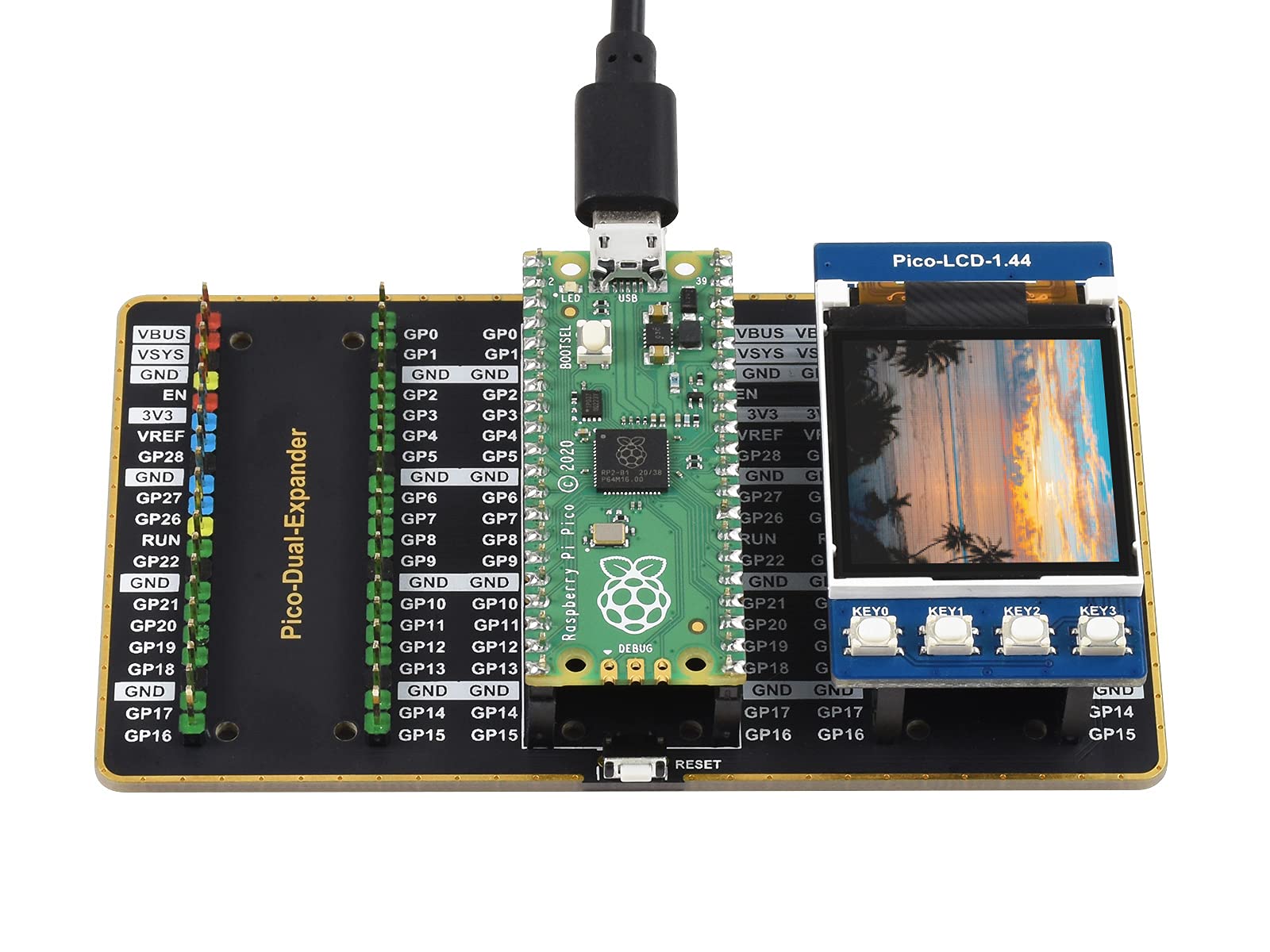 waveshare 1.44inch LCD Display Module for Raspberry Pi Pico 65K RGB Colors 128×128 Pixels Embedded ST7735S Driver Using SPI Bus Comes with Raspberry Pi Pico C/C++ and MicroPython Demo