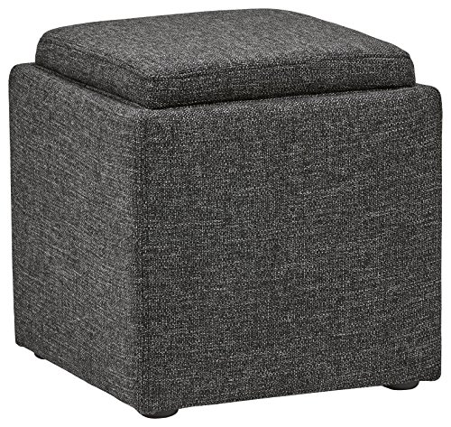 Amazon Brand â Rivet Ross Modern Tweed Lift-Top Storage Ottoman Pouf, 17.7"W, Caviar
