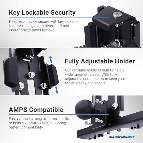 ARKON Mounts - Locking Forklift Tablet Mount with Adjustable Arm | Industrial Strength | Heavy-Duty Design | Adjustable | Boosts Warehouse Efficiency | Easy Install | Fits iPad and Samsung Tablets