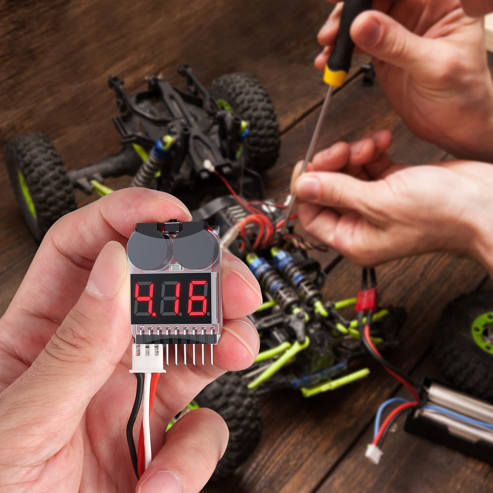 CAMWAY 5PCS 2in1 1-8s Lipo Battery Voltage Tester,RC Low Voltage Buzzer Alarm,Battery Monitor Checker Tester for 1-8s Lipo/Li-ion/LiMn/Li-Fe