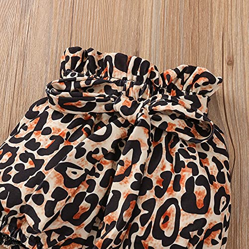 Suranne Newborn Baby Girl Clothes Leopard Outfits Short Sleeve Letter Romper + Short Pants + Headband 3Pcs 0-3 Months