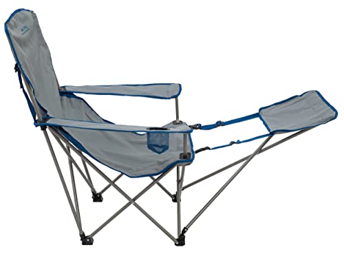 ALPS Mountaineering Escape Lounge Camping Chairs for Adults with Footrest and Adjustable Armrests, Sturdy Steel Frame, Compact Foldable Design, and Carry Bag, Gray/Blue - New