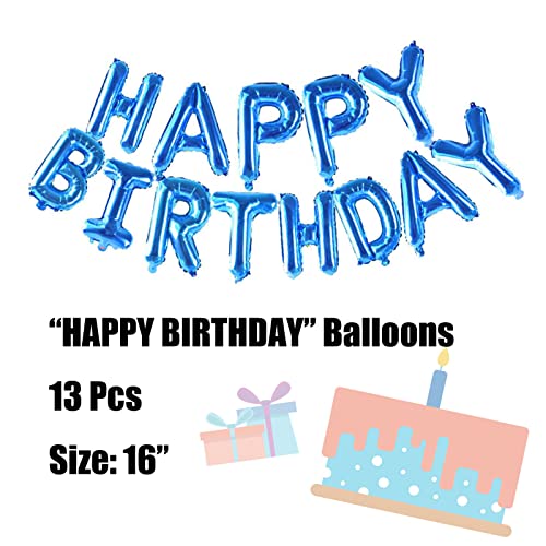 AOLOX Happy Birthday Banner Balloons Set Kids Party Decorations Kit (Blue)