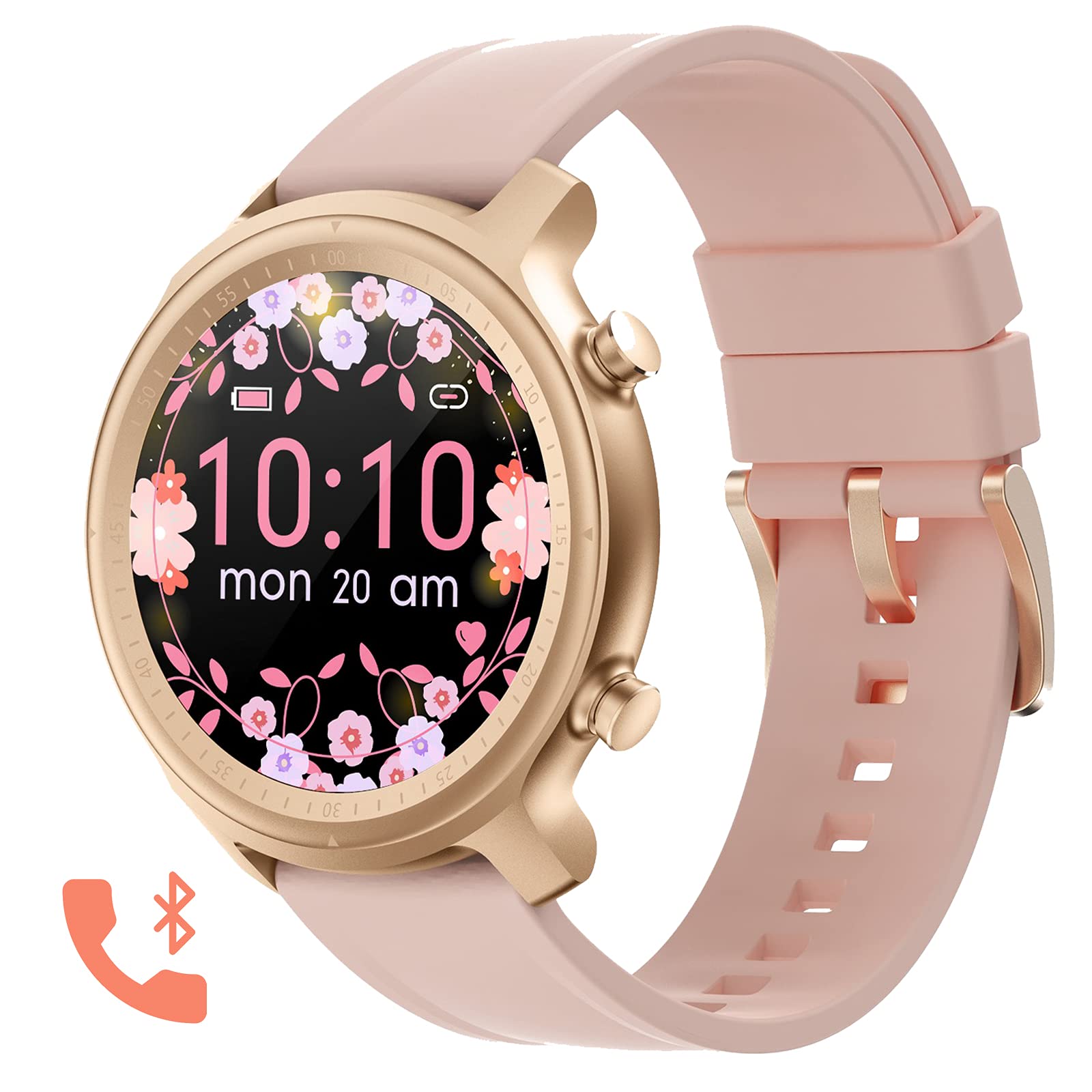 Smart Watches for Women (Make/Receive Call), Smart Watch for Android Phones and iPhone Compatible, 1.28" Touch Screen IP67 Waterproof Fitness Tracker with Heart Rate/Blood Oxygen/Sleep Monitor (Pink)