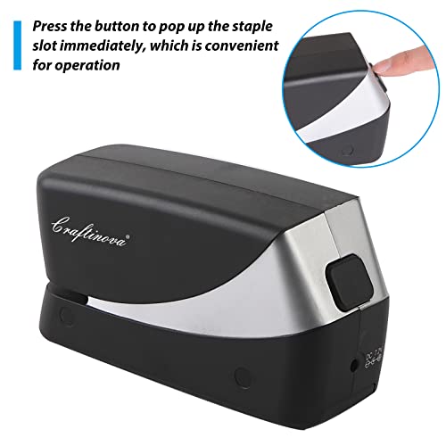 Craftinova Electric Stapler, 25 Sheet Capacity,Including 2000 Staples ,Jam Free Stapler,Professional and Home Office Stapler,Battery not Included,AC or Battery Powered.(Black Silver) …