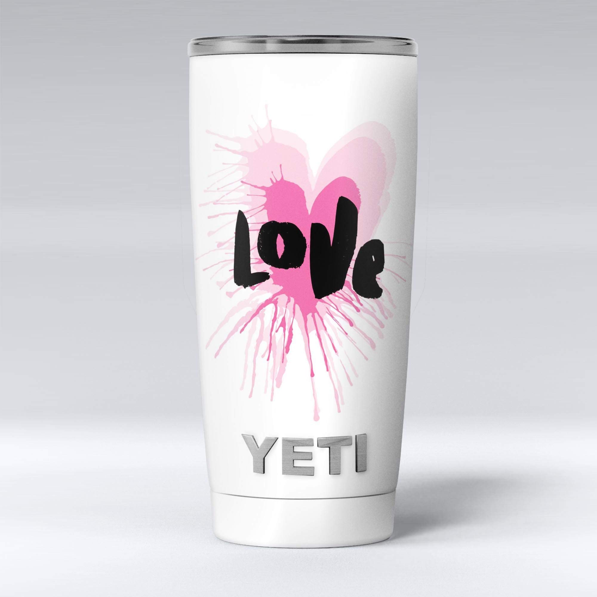 Design Skinz Splattered Pink Love - Skin Decal Vinyl Wrap Kit Compatible with The Yeti Rambler Cooler Tumbler Cups