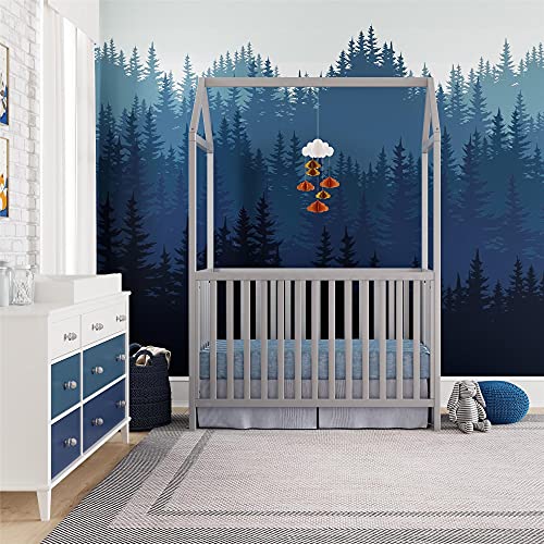 Little Seeds Rowan Valley Skyler 3-in-1 Convertible Crib with Canopy, Dove Gray