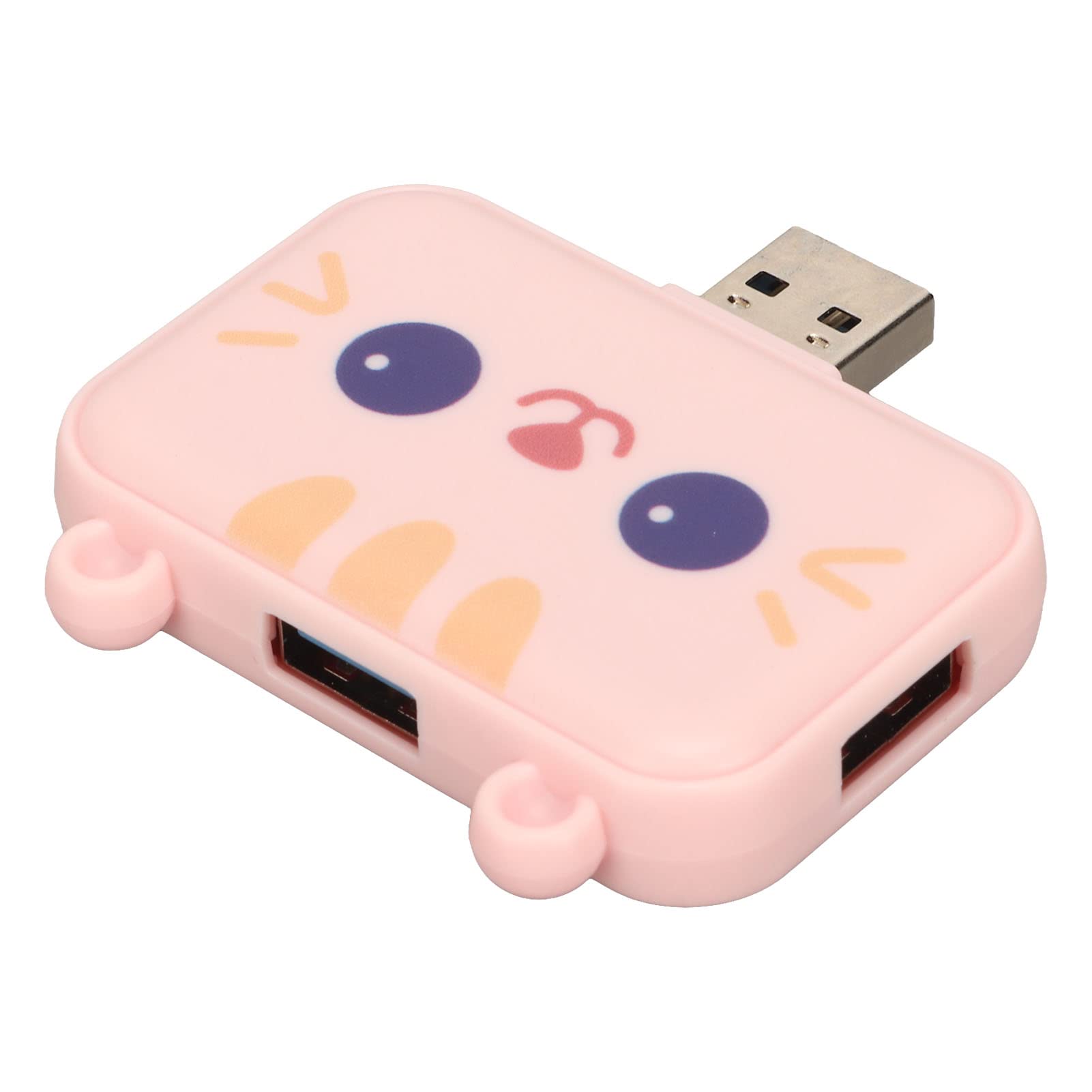 3 in 1 Cute USB Hub, USB A to USB3.0 and USB2.0X 2 Adapter, 5Gbps Multiport USB Docking Station, USB Data Splitter, for Laptop and PC, Girls Student Gift (White)