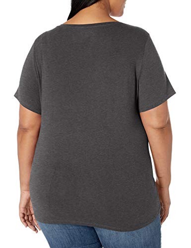 Amazon Essentials Women's Short-Sleeve V-Neck T-Shirt (Available in Plus Size), Charcoal Heather, 3X