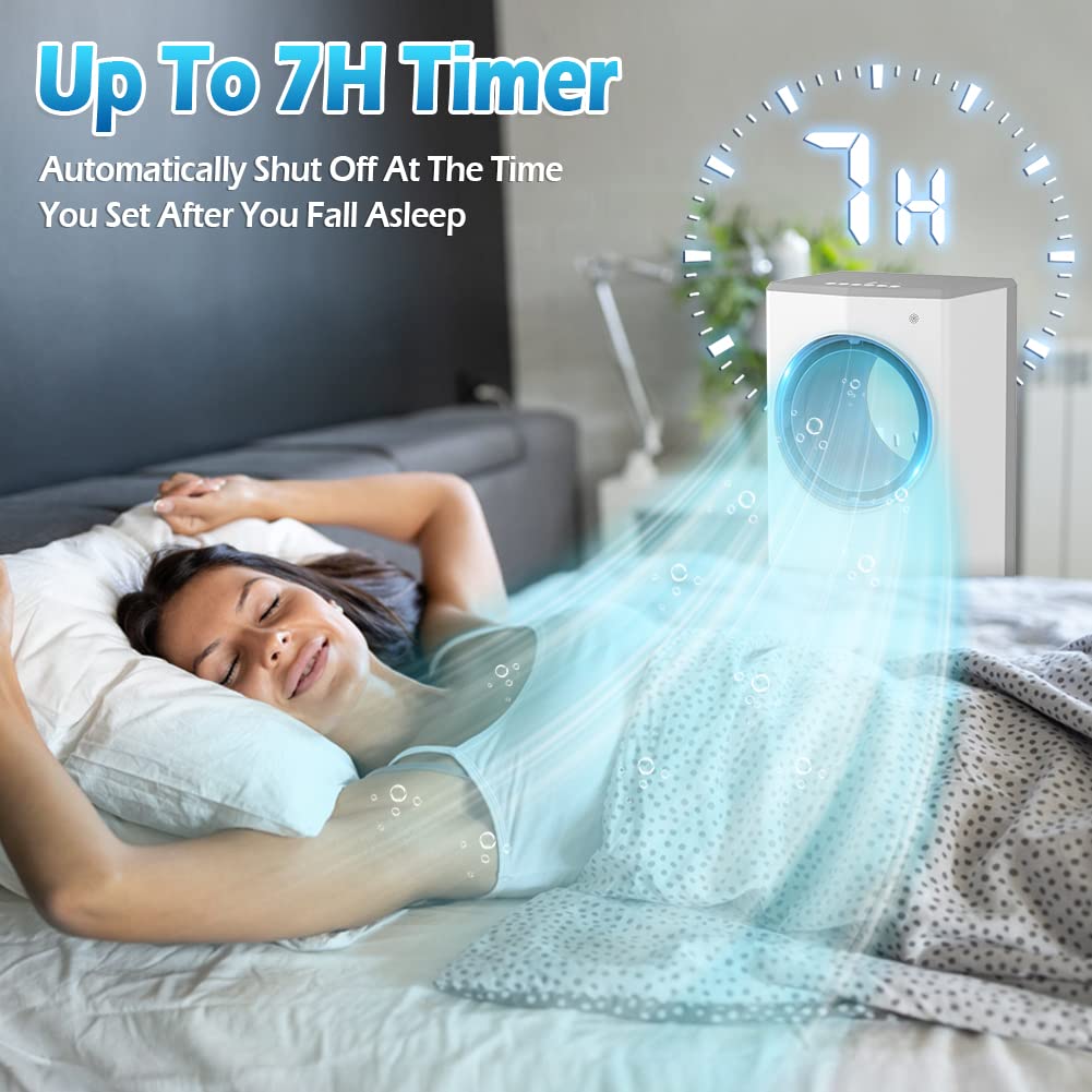 3 In 1 Evaporative Air Cooler, Portable AC Fan, Quiet Bladeless Water Cooling Fan With Remote Control, 7H Timer, 3 Speed Levels And 4 Wind Modes For Living Room Office Personal Cooling, 3 Ice Boxes