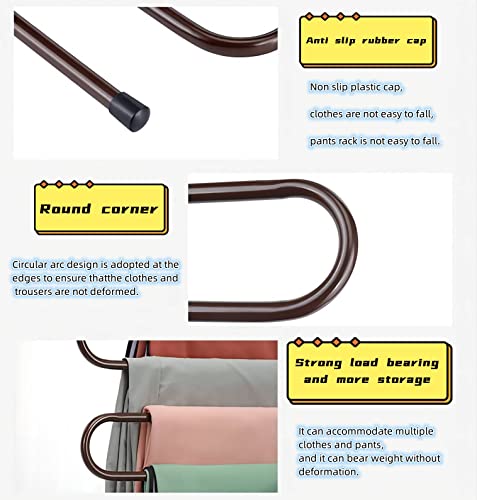 5 Pack Pants Hangers S-Shape Non-Slip Space Saving Hangers Stainless Steel Clothes Hangers Closet Organizer for Scarf Pants Hanging Jeans Towels