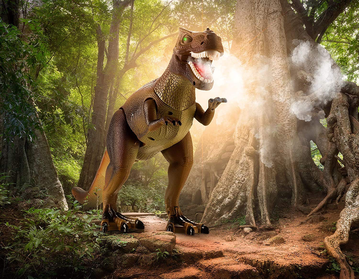 Advanced Play Dinosaur Trex Toy Realistic Walking Tyrannosaurus Rex Multifunction RC Trex Toy Figure with Roaring Spraying Function Good Dinosaur Toys for Boys Girls Ages 3 Plus