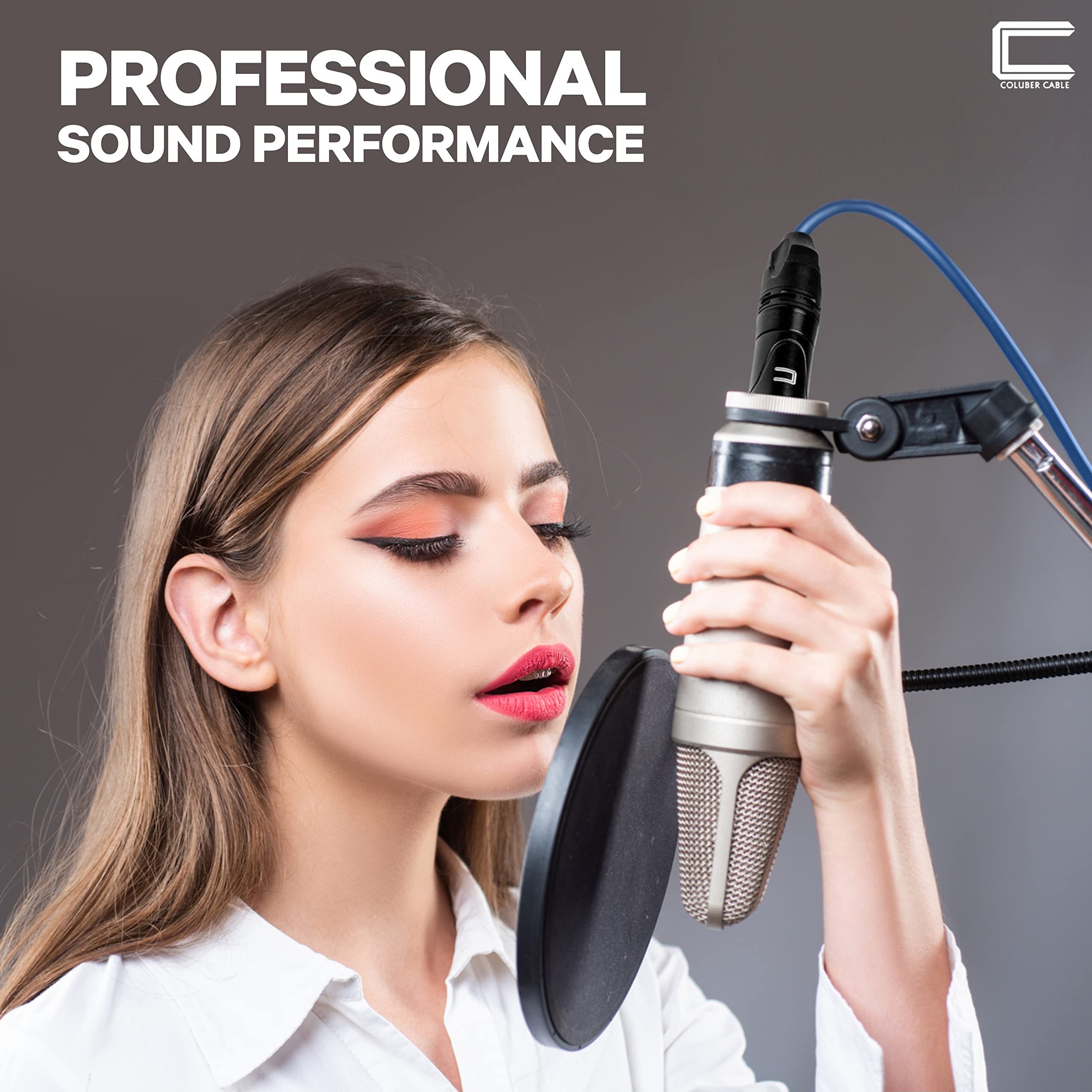 Balanced XLR Cable Male to Female - 35 Feet Blue - Pro 3-Pin Microphone Connector for Powered Speakers, Audio Interface or Mixer for Live Performance & Recording