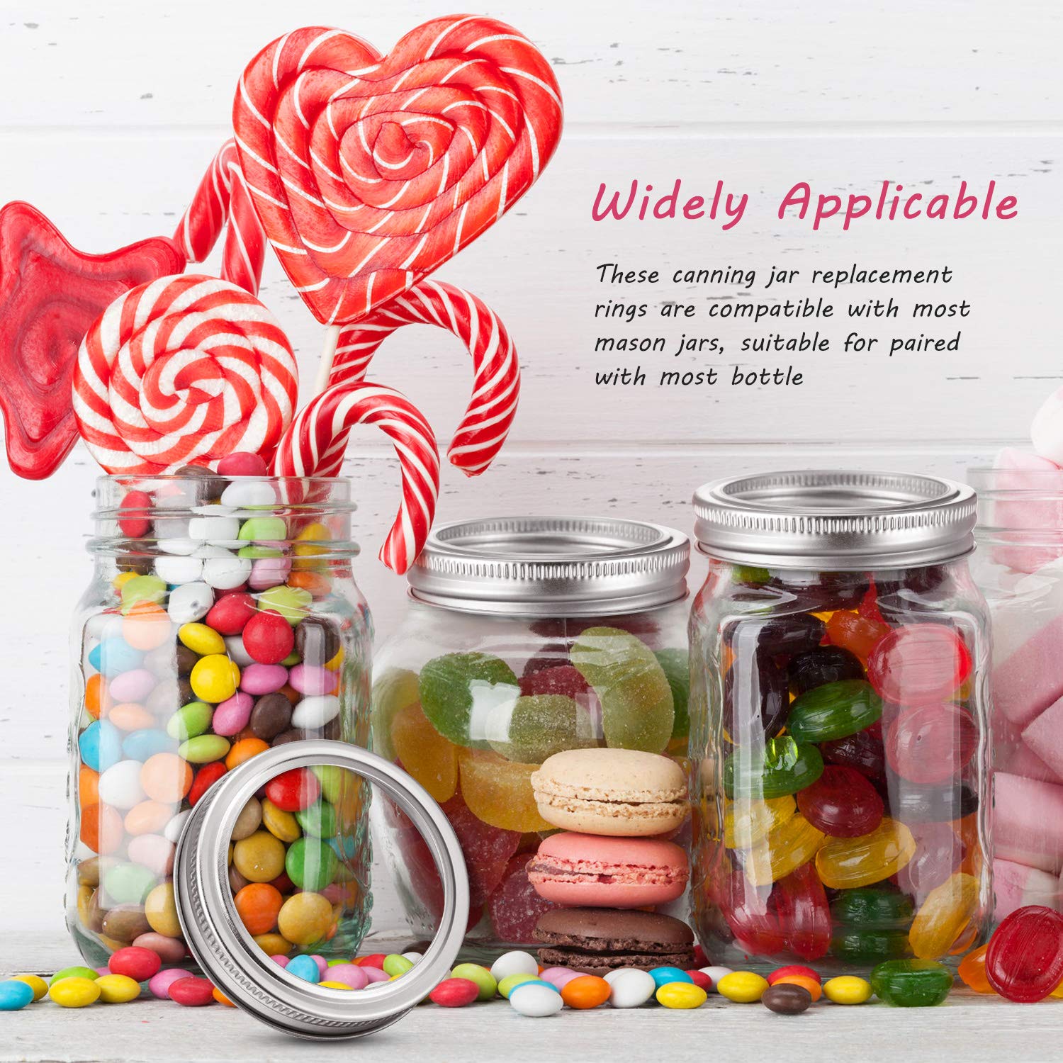 24 Pieces Regular Mouth Canning Jar Replacement Metal Rings Practical Screw Jar Bands Leak Proof Tinplate Metal Bands Rings, Compatible with Mason Jar (Silver)