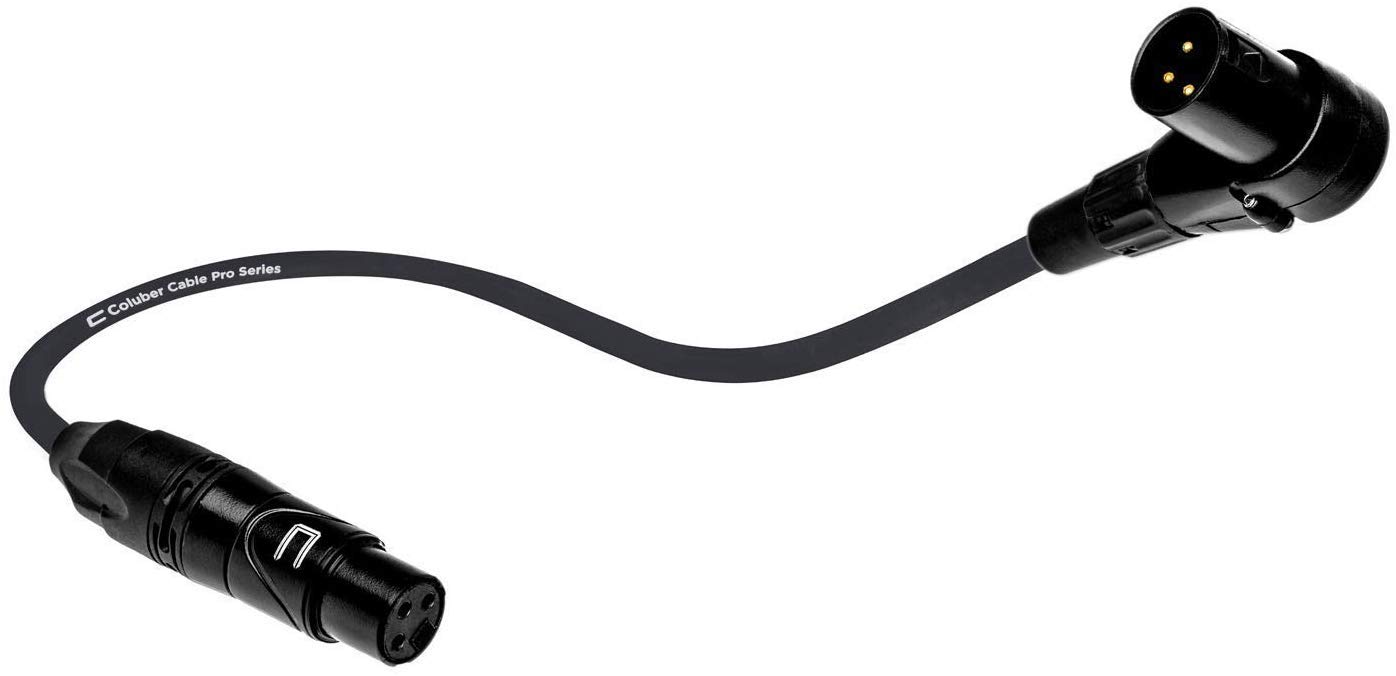 Balanced XLR Cable Right Angle Male to Straight Female - 1.5 Feet Black - Pro 3-Pin Microphone Connector for Powered Speakers, Audio Interface or Mixer for Live Performance & Recording