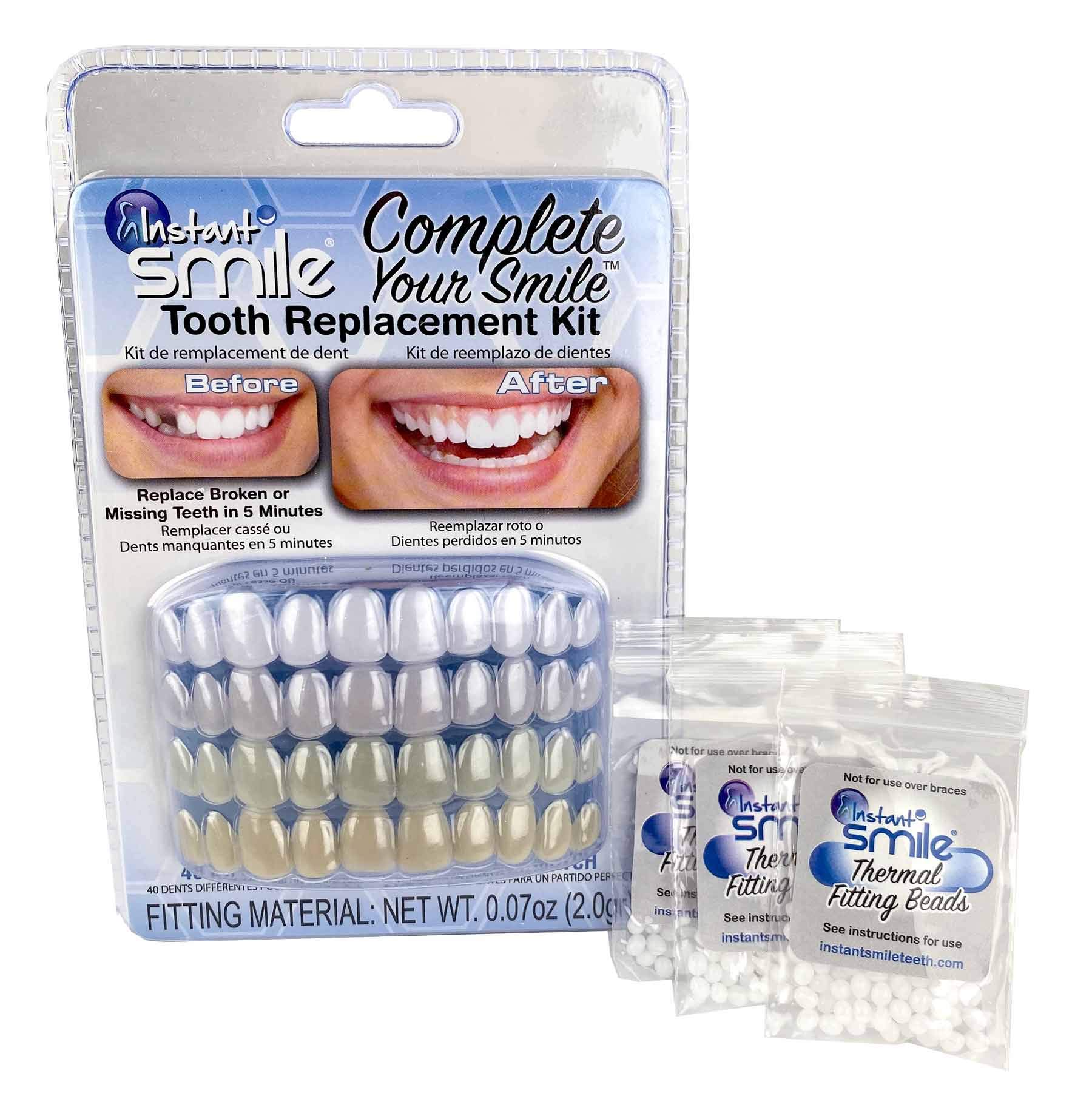 Instant Smile Complete Your Smile Tooth Replacement Kit with 3 Pack Fitting Beads
