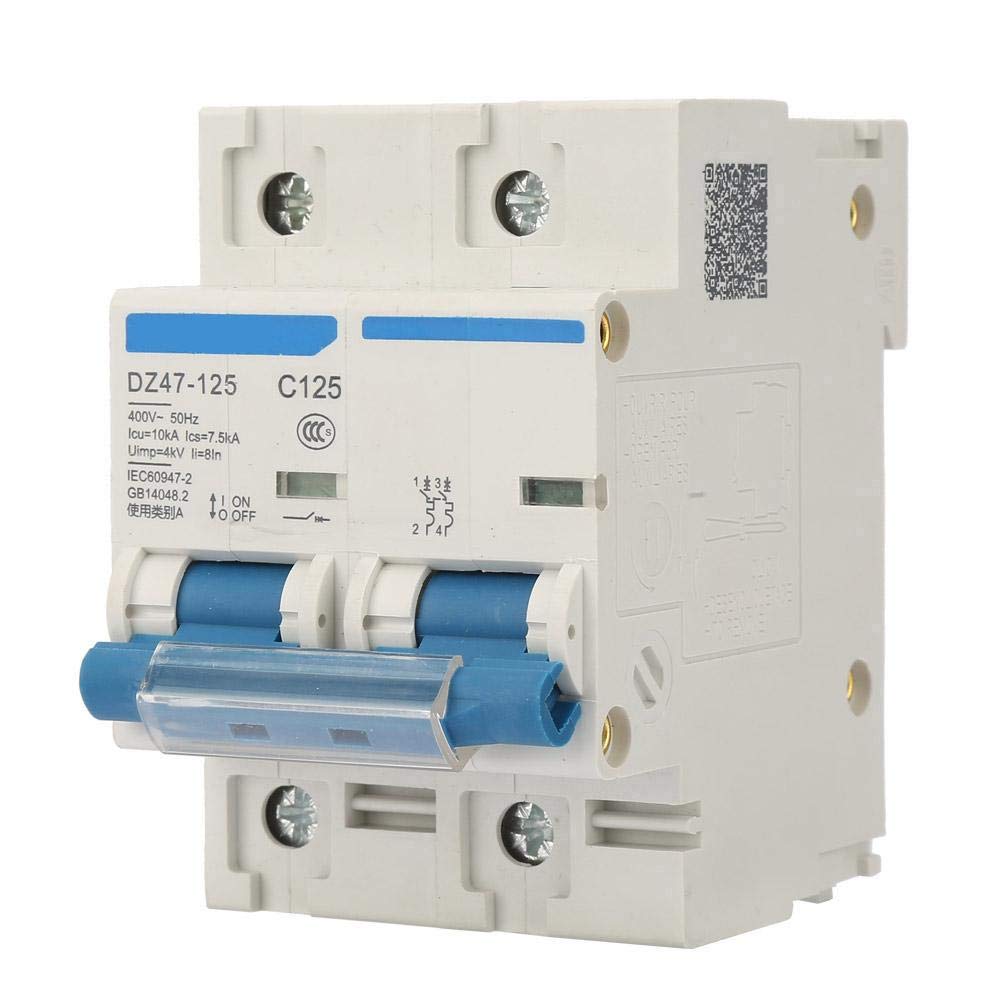 Current Circuit Breaker, DZ47-125 2P Current Miniature Circuit Breaker 400V 80/100/125A Leakage Protection Switch Supplemental Protection(125A)