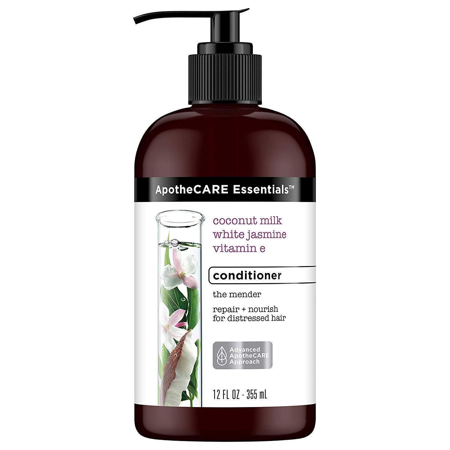 ApotheCARE Essentials Conditioner - The Mender - Coconut Milk, White Jasmine, Vitamin E - Net Wt. 12 FL OZ (355 mL) Per
