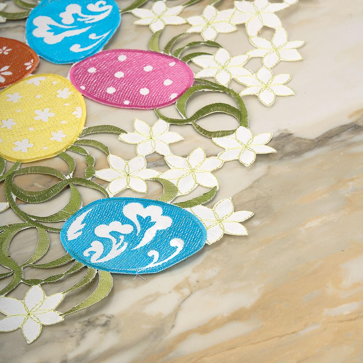 Current Easter Egg Table Runner - 13 x 72-Inch Easter Indoor & Outdoor Dining Decorations, Embroidered Home Decor, Holiday Centerpiece, Machine Washable Polyester