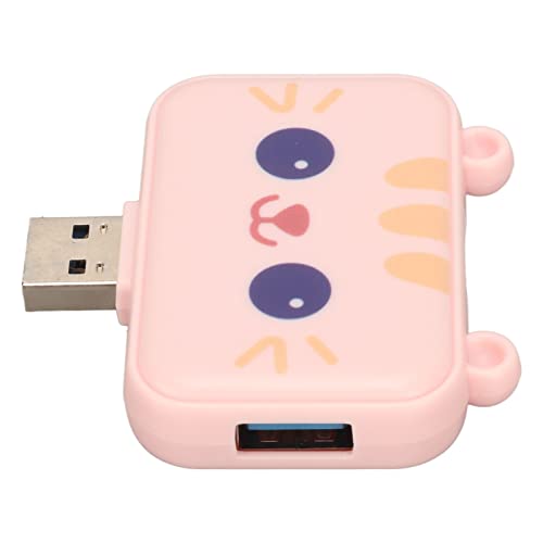 3 in 1 USB Hub ，Multifunction USB A to USB3.0 and 2 USB2.0 USB Port Expander for Mouse Keyboard Laptop PC (Pink)