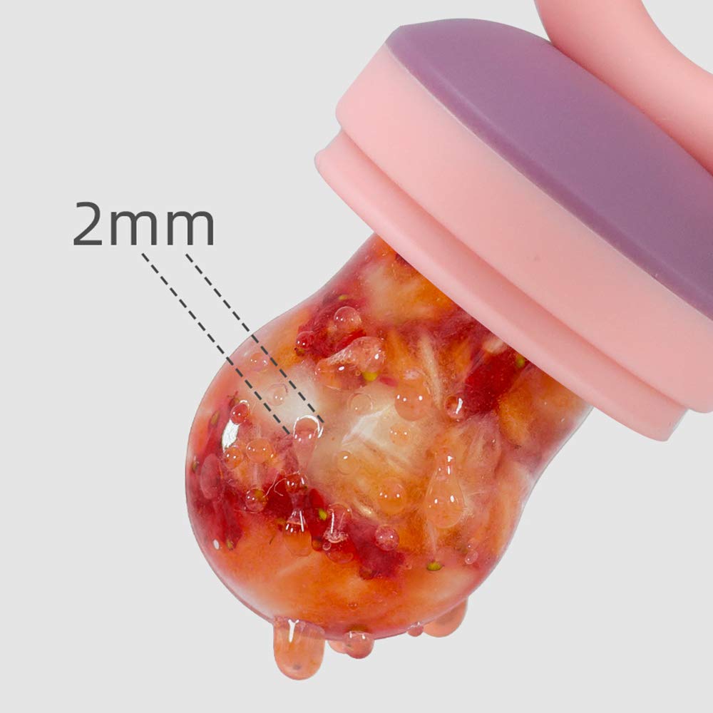 Baby Fruit Food Feeder PacifierTeether Toys Set - Silicone Fresh Food Feeder Teether with 2 mesh Silicone Bags and Teething Toys All in One Infant Teether Toys