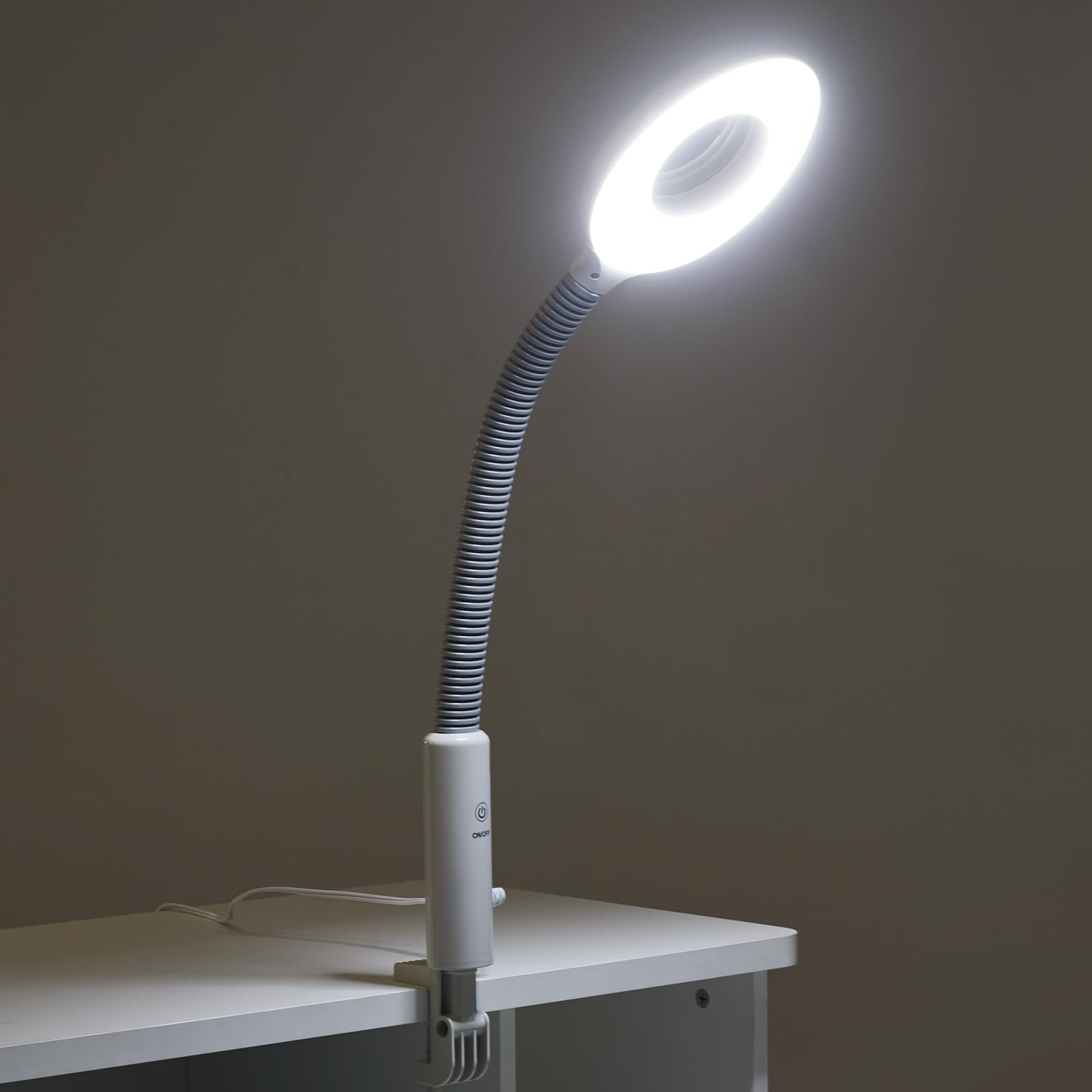 Fitnessclub 2 in1 Facial Steamer 5x LED Magnifying Lamp Hot Ozone Beauty Salon Face Equipment for Moisturizing, White