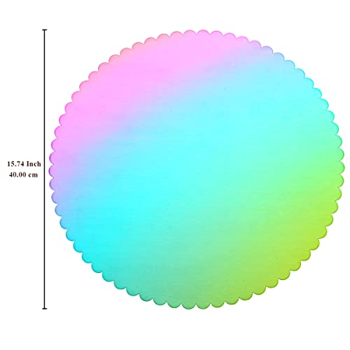 Berglander Rainbow Reusable Cake Boards 12", Stainless Steel Cake Plates With Titanium Colorful Plating, Durable Sturdy Perfect for Cake of 12" or Under, Dishwasher Safe
