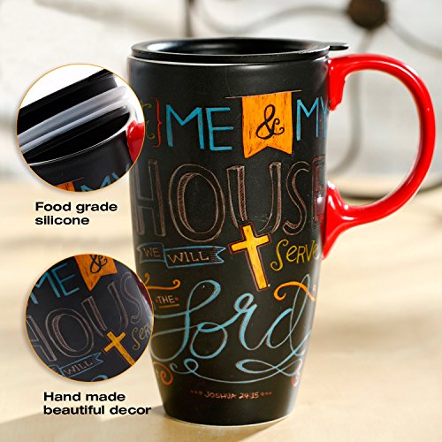 CEDAR HOME Coffee Ceramic Mug Porcelain Latte Tea Cup With Lid 17oz. Me & My House