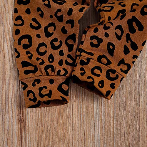 MAINESAKA Newborn Baby Girls 3pcs Outfit Set Auntie's Bestie Romper + Floral Pants Clothing Set(black + leopard 1,6-9 Months)