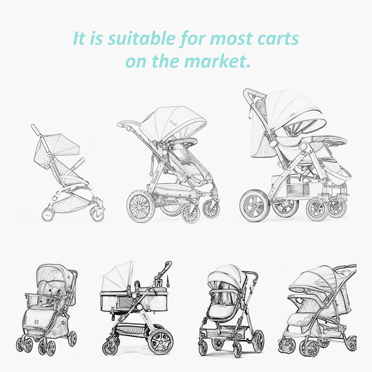 HUAILEI Baby Mosquito Net - Durable Stroller Cover,Honeycomb Grid Stroller Netting Mosquito for Baby Bug Net for Strollers,Bassinets, Child Safety Seat and Portable Mini Crib (2PCS,White and Brown