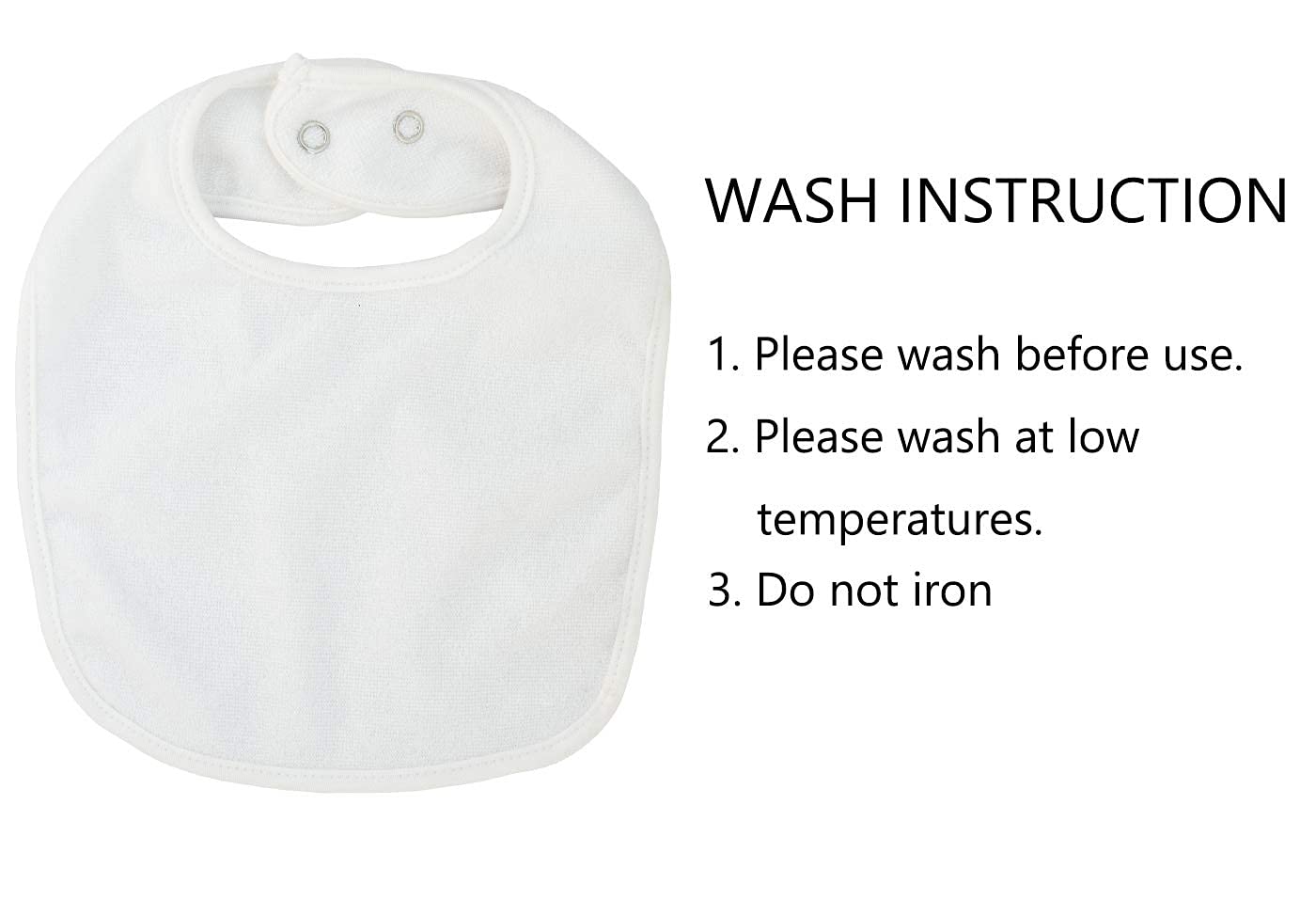 Maiwa White Terry cloth Waterproof 7 Pack baby bibs with Snaps for boy girl unisex, drool,eating and teething bibs
