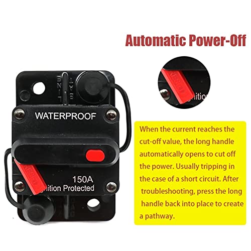 30A 40A 50A 60A 70A 80A 100A 120A 150A 200A 250A 300A AMP Circuit Breaker Fuse Reset 12-48V DC Car Boat Auto Waterproof (Color : 150A)