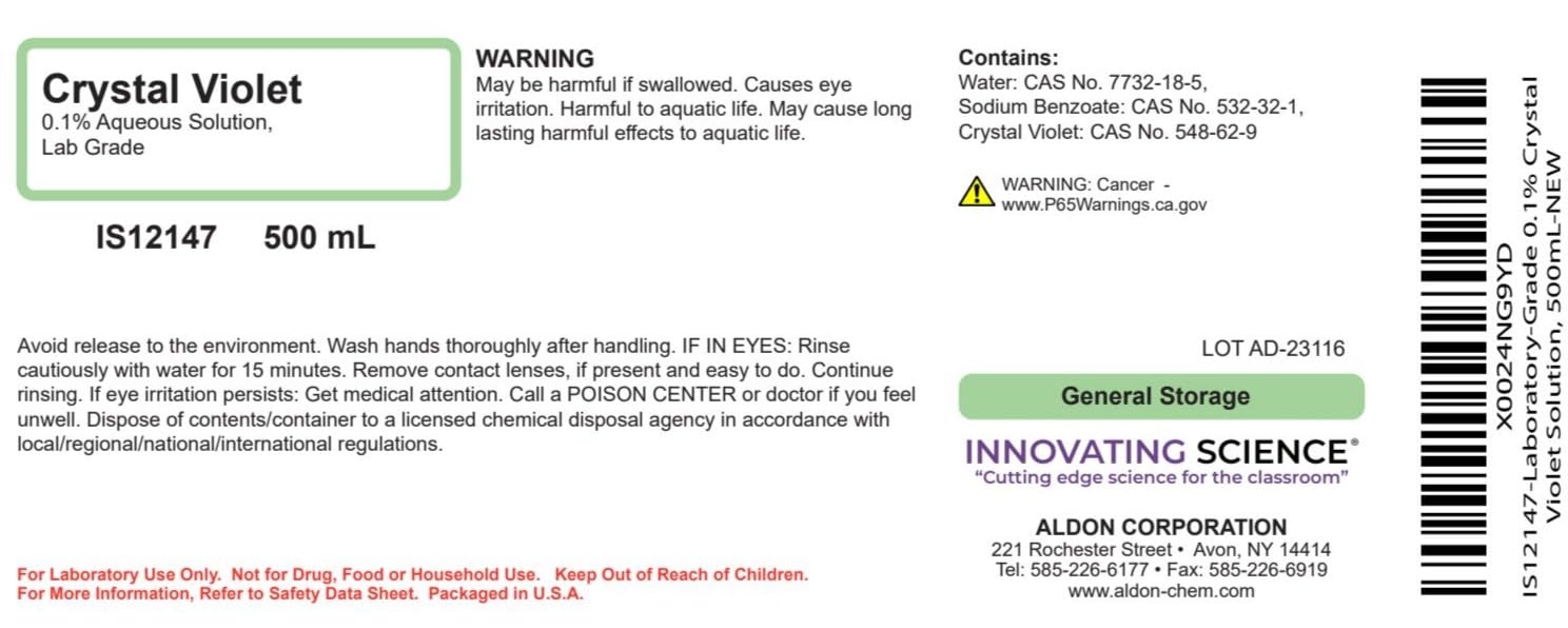 ALDON Innovating Science Laboratory-Grade 0.1% Crystal Violet Solution, 500mL - The Curated Chemical Collection