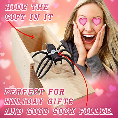PARNIXS Rubber Spider Prank Box，Handcrafted Wooden Surprise Box Prank, Spider Money Surprise in a Box,Pranks Stuff Toys for Adults and Kids [Upgraded Version]