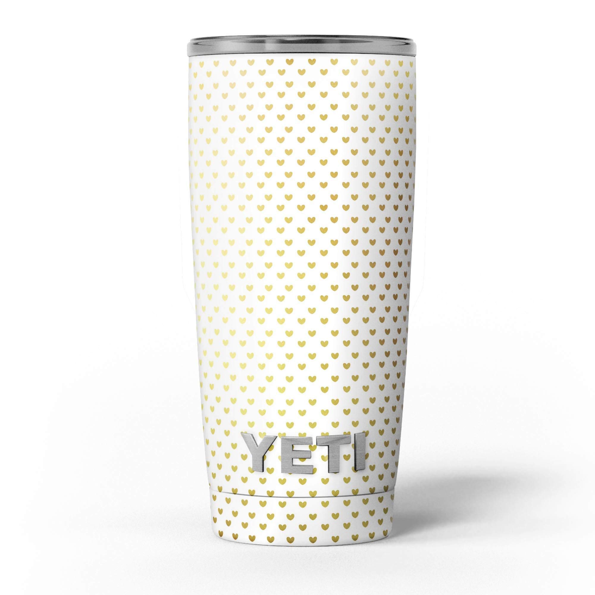 Design Skinz Tiny Golden Hearts Pattern - Skin Decal Vinyl Wrap Kit Compatible with The Yeti Rambler Cooler Tumbler Cups