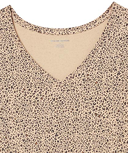 Amazon Essentials Women's Relaxed-Fit Short-Sleeve V-Neck Tunic (Available in Plus Size), Leopard, 3X
