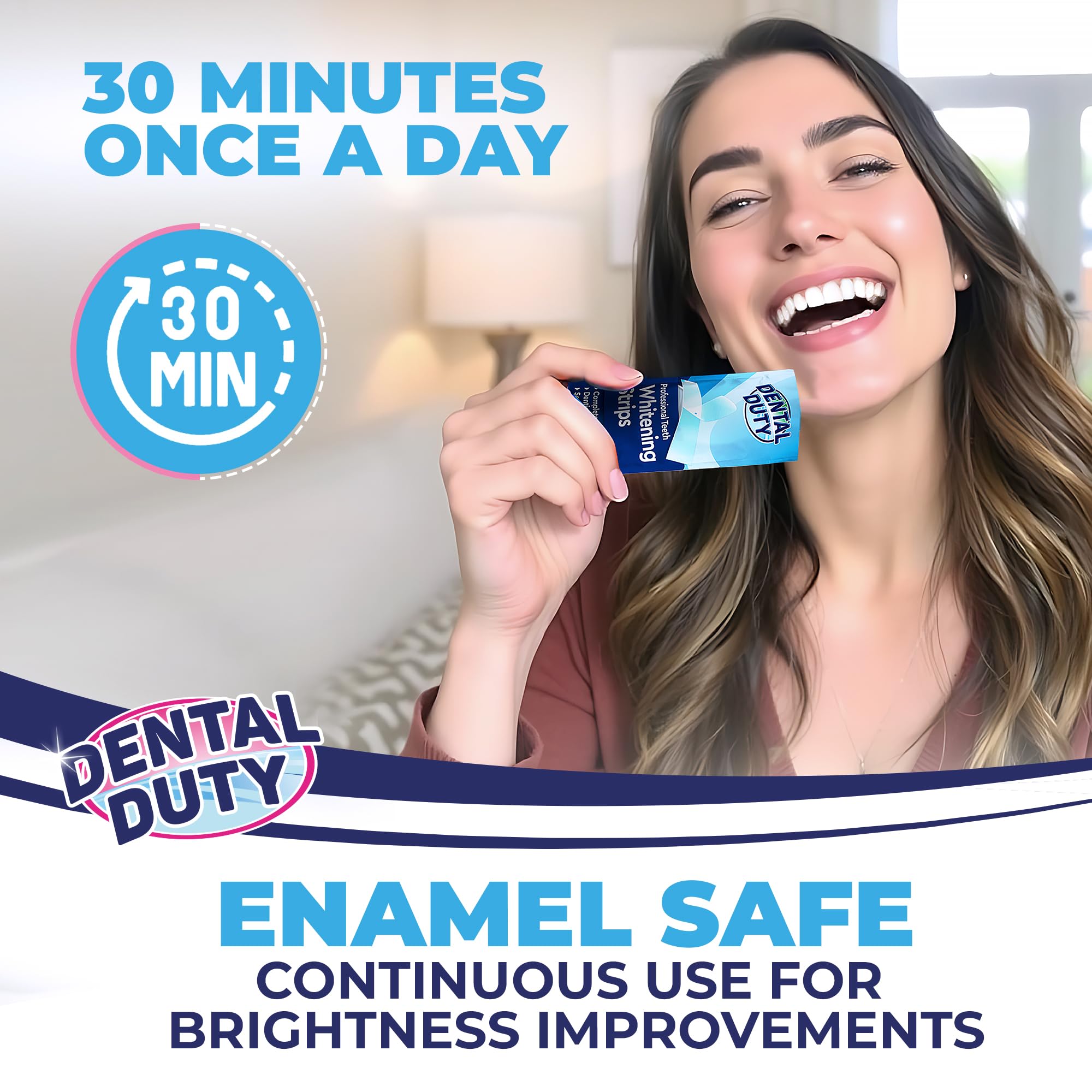Dental Duty Teeth Whitening Strips – 28pcs Vegan White Strips for Teeth Whitening – Enamel-Safe Teeth Whitener – Removes Coffee & Tea Stains – Non-Toxic, Sensitivity-Free Teeth Whitening Kit.