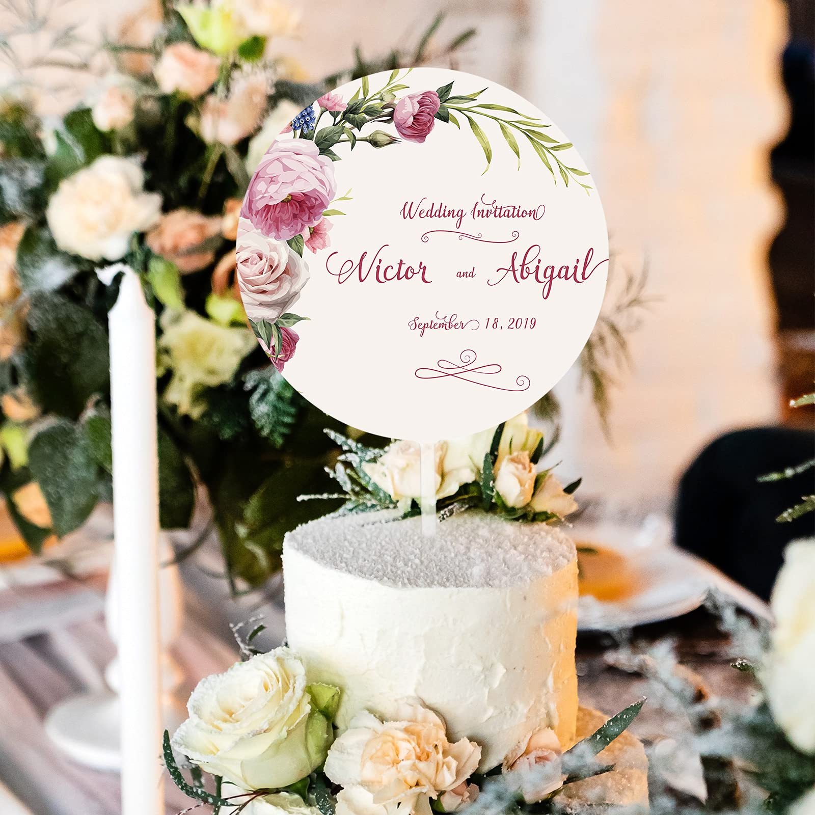 2 Pieces 5 Inch Round Acrylic Cake Toppers Round Clear Cake Topper Blanks DIY Birthday Cake Topper for Personalized Custom Wedding, Birthday Festival Party Cake Decorations