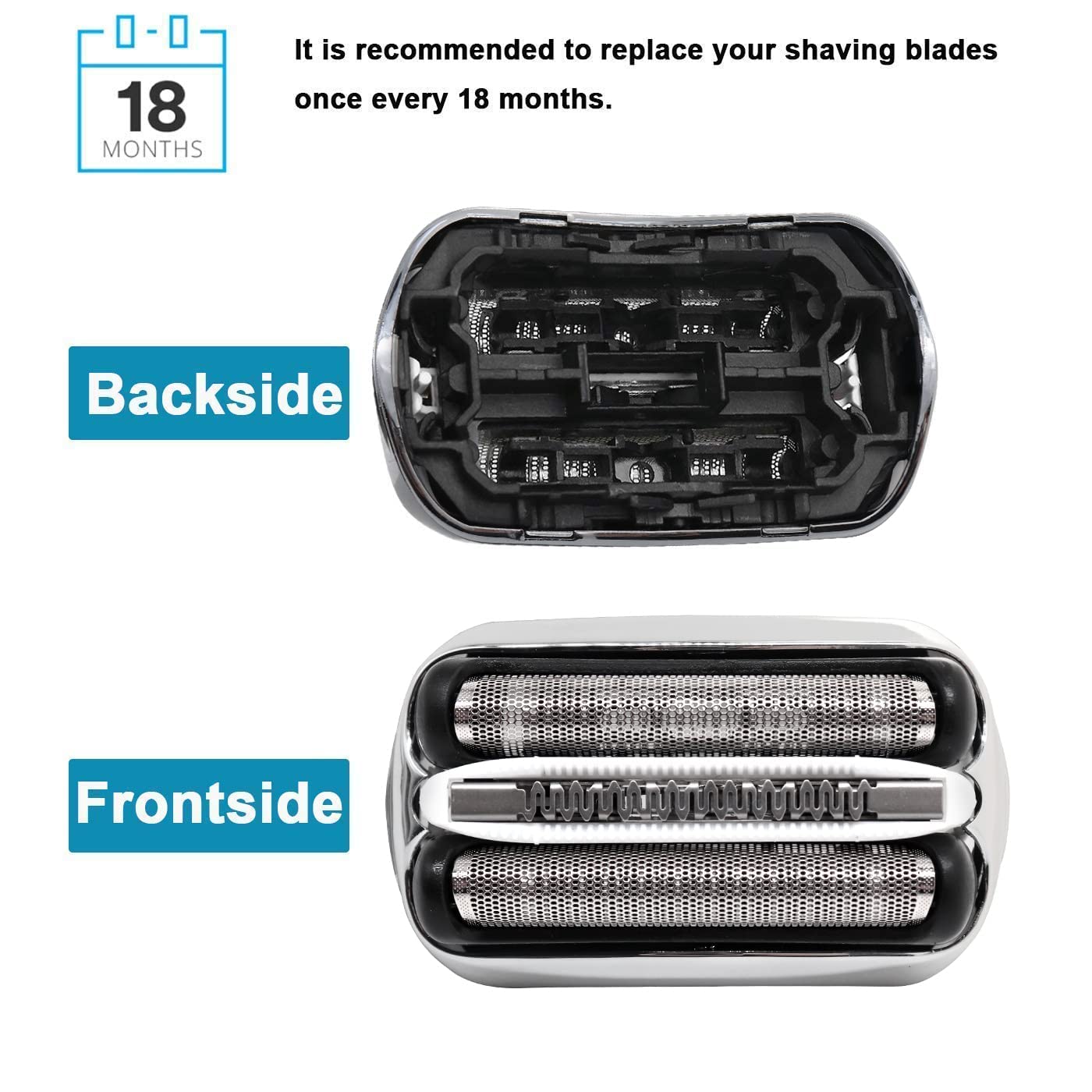 32S Shaver Foil & Cutter Replacement Head Part for Braun, Shaver Razor Blade Cassette Head Compatible with Braun 320 330 340 350CC 370cc-4 390cc-4 3000s 3010s 3040s 3050cc 3070cc