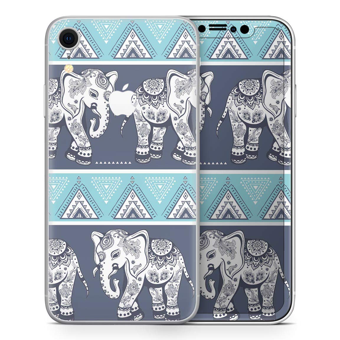 Design Skinz Walking Sacred Elephant Pattern Protective Vinyl Decal Wrap Skin Cover Compatible with The Apple iPhone XR (Screen Trim & Back Glass Skin)