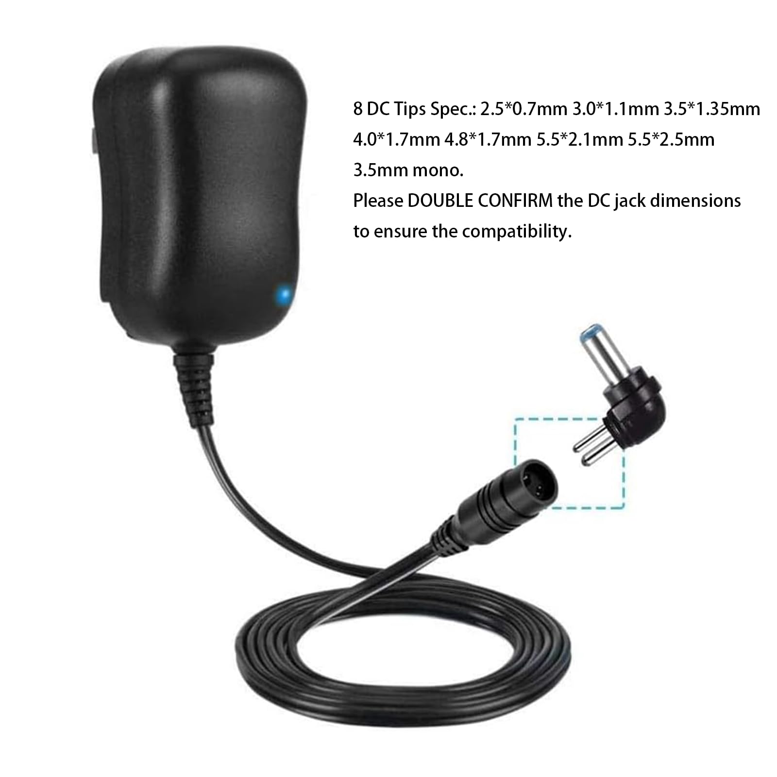 Belker 12W Universal 3V 4.5V 5V 6V 7.5V 9V 12V AC DC Adapter Power Supply for Household Electronics - Max. 1000mA