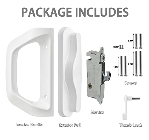 EASILOK Sliding Door Lock Patio Door Handle Set with Mortise Lock Sliding Glass Door Lock Replacement Convertible Fits Door Thickness from 1-1/2" to 2-4/25",3-15/16''Screw Hole Spacing
