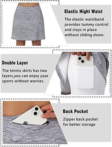 beroy Pickleball Clothes for Women with Two Pockets - Womens Skorts for Summer with Pockets Tummy Control(L Grey)