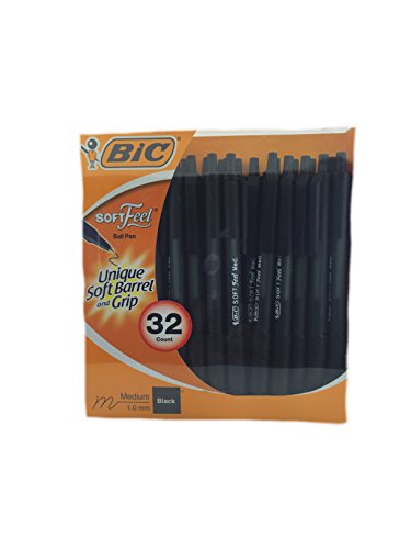 BIC Soft Feel Ball Pen, Black, Medium Point, 32-Count